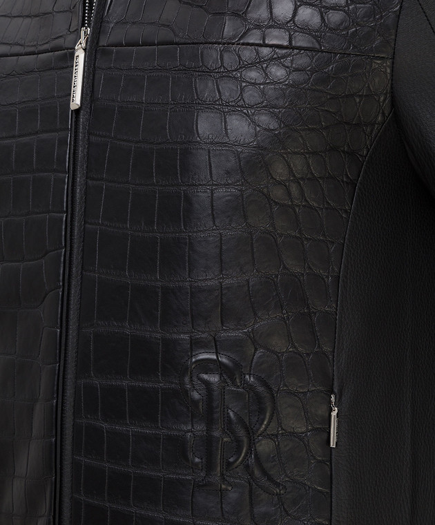 Stefano Ricci - Black crocodile and deer leather jacket MDJ11000105502 ...