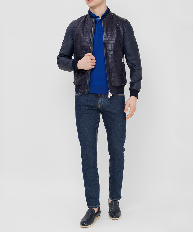 Stefano Ricci - Navy blue crocodile and deerskin jacket MDJ11000105502 ...