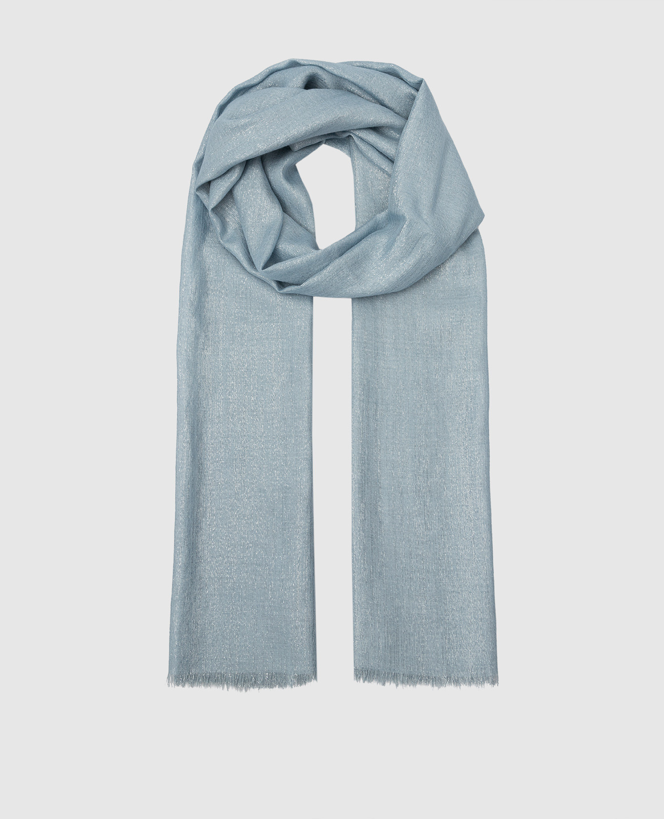 Brunello Cucinelli - Blue cashmere and silk tippet with lurex MSCDAR097 ...