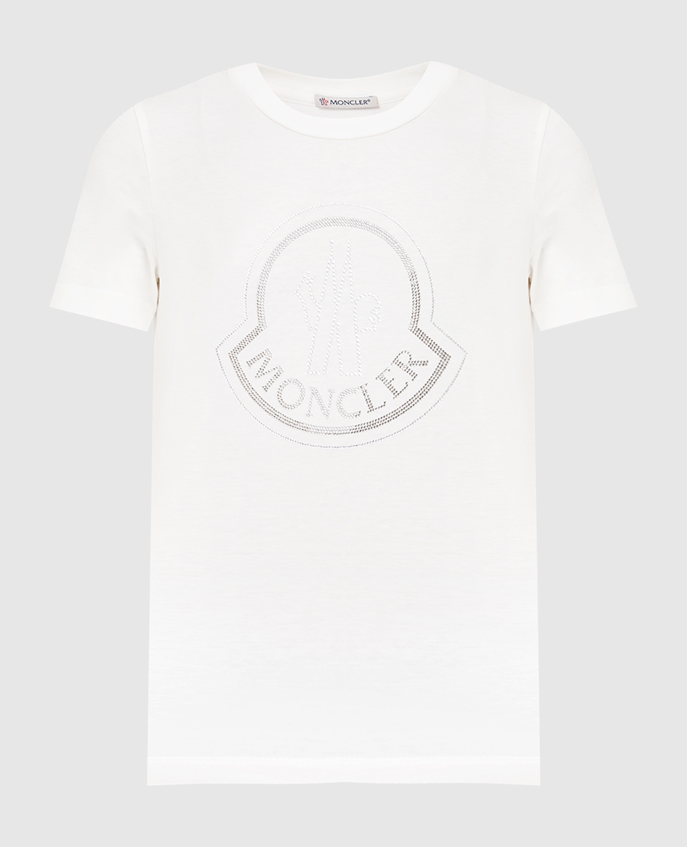 Moncler - White T-shirt with crystal logo 8C00008829FB - shop with ...