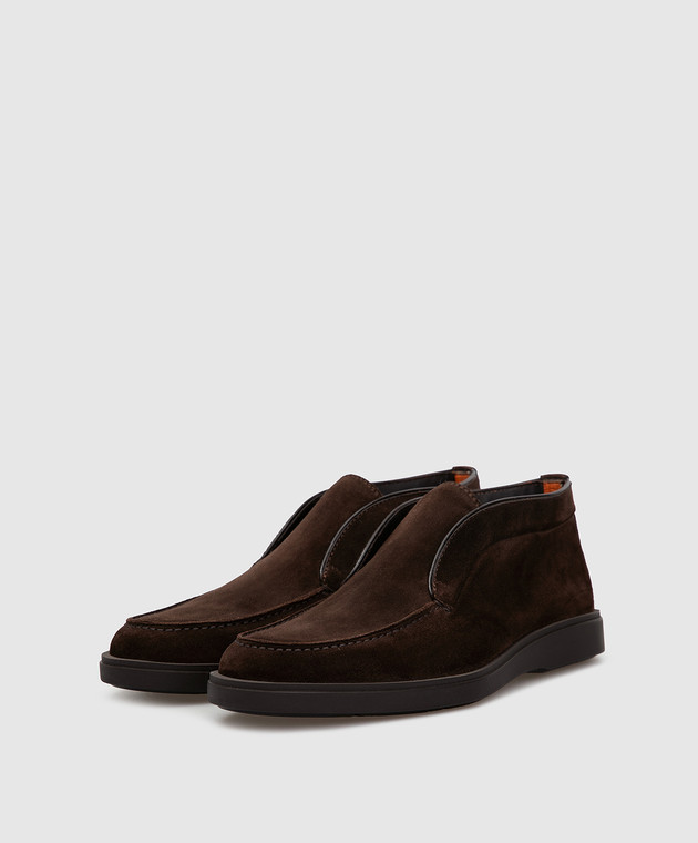 Santoni - Quercia Dark Brown Suede Slippers MGDG17823DATKSVU - shop ...