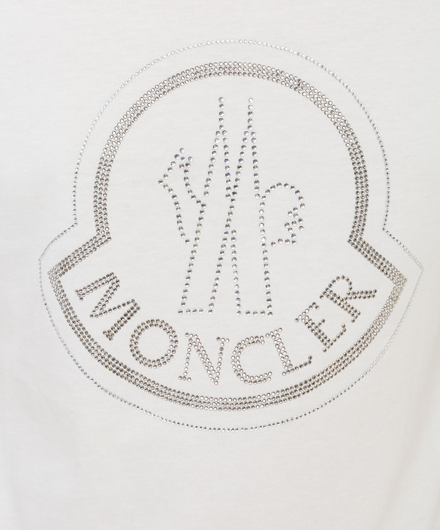 Moncler - White T-shirt with crystal logo 8C00008829FB - shop with ...